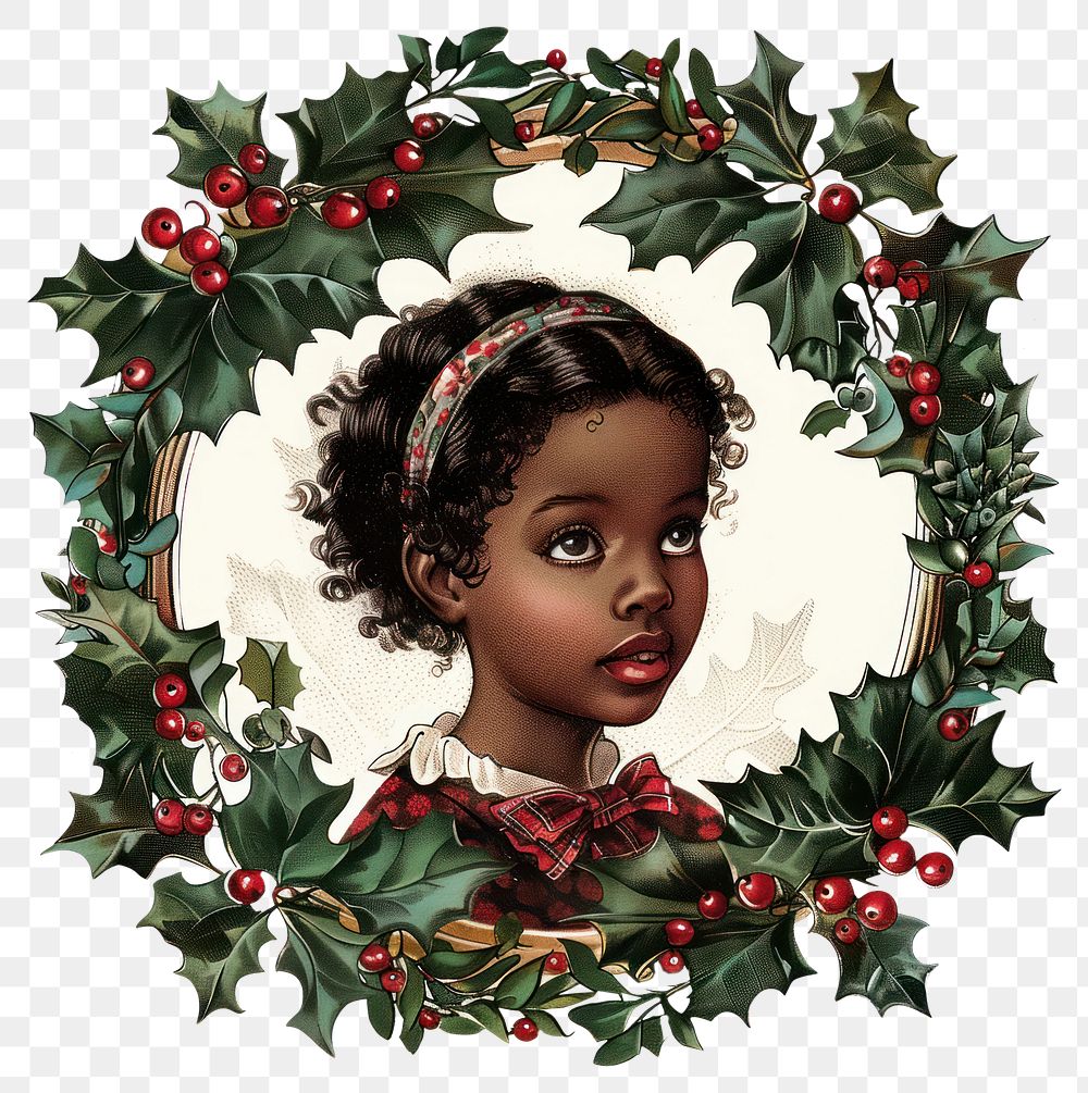 PNG Vintage christmas black girl | Free PNG - rawpixel