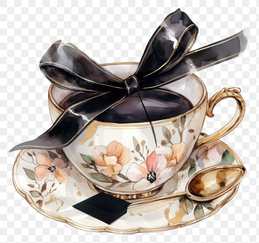 PNG Black coquette tea cup | Free PNG - rawpixel