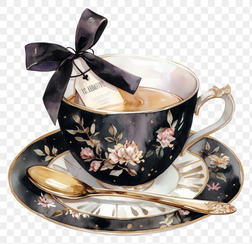 PNG Black coquette tea cup | Premium PNG - rawpixel