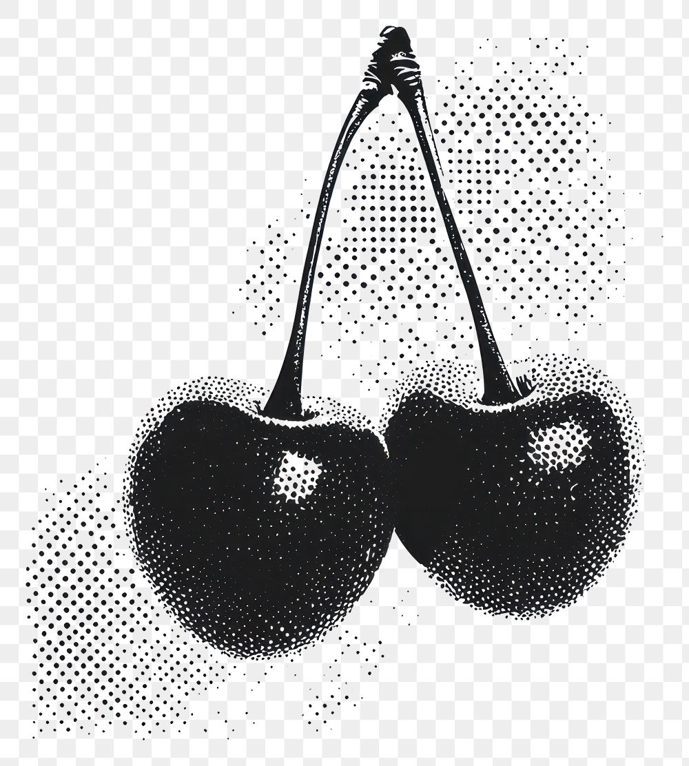 PNG Cherry retro photocopy stipple | Free PNG - rawpixel