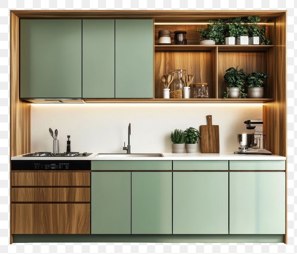 PNG Green modern cabinet kitchen | Free PNG - rawpixel