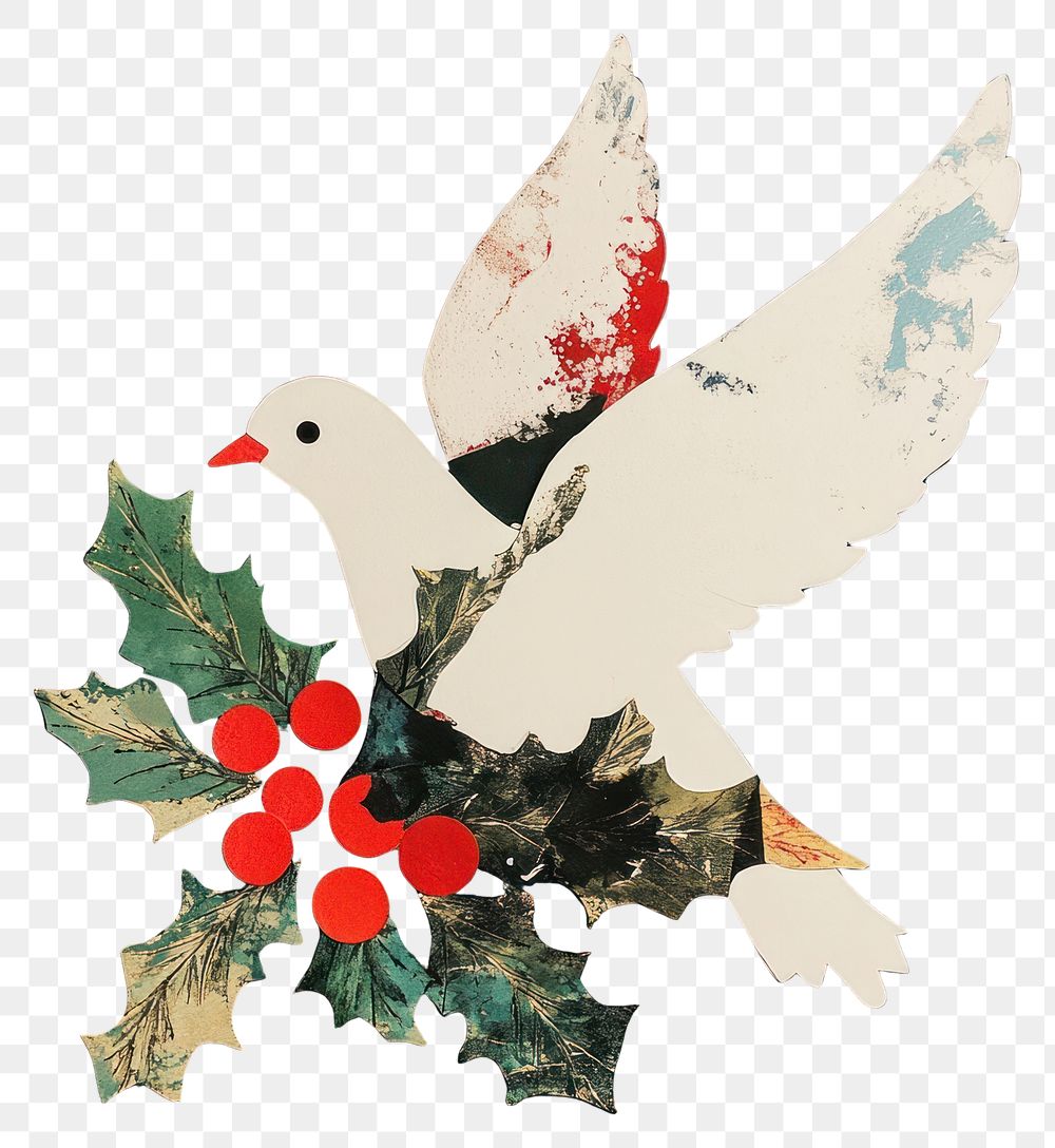 PNG Dove Christmas Holly art | Free PNG - rawpixel