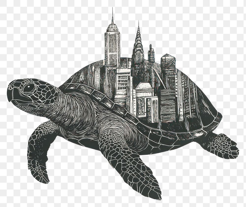PNG turtle city skyline its | Free PNG - rawpixel
