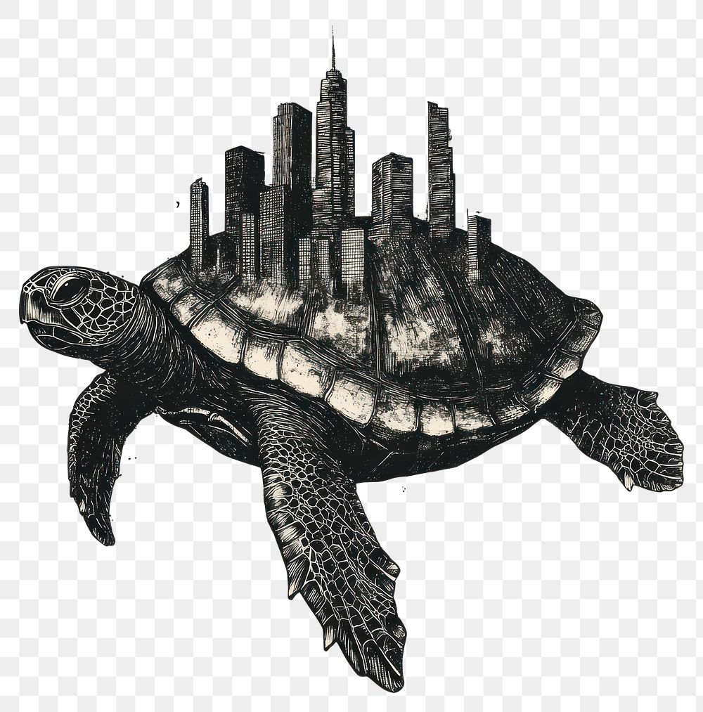 PNG turtle city skyline its | Free PNG - rawpixel