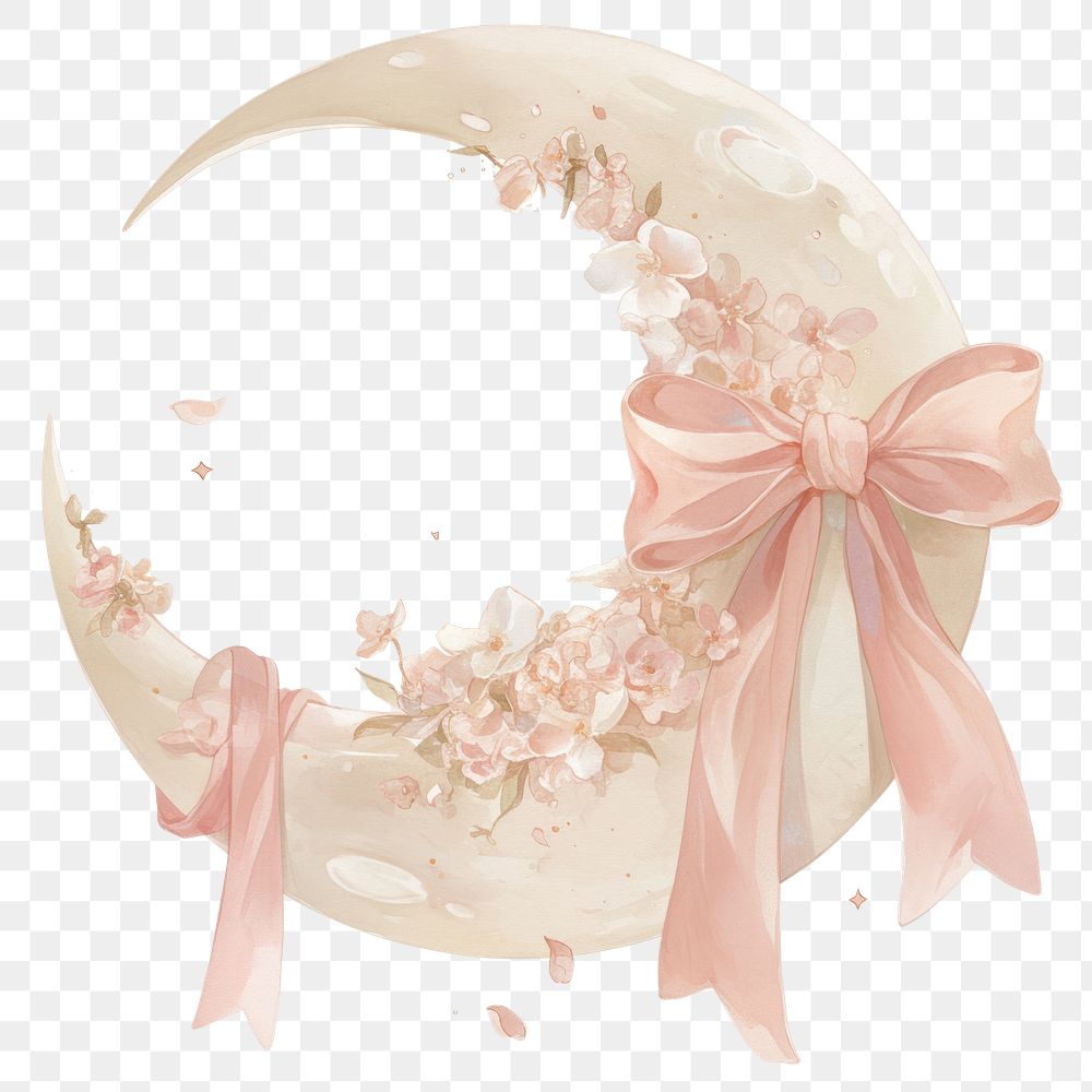 PNG moon tied ribbon art | Premium PNG - rawpixel