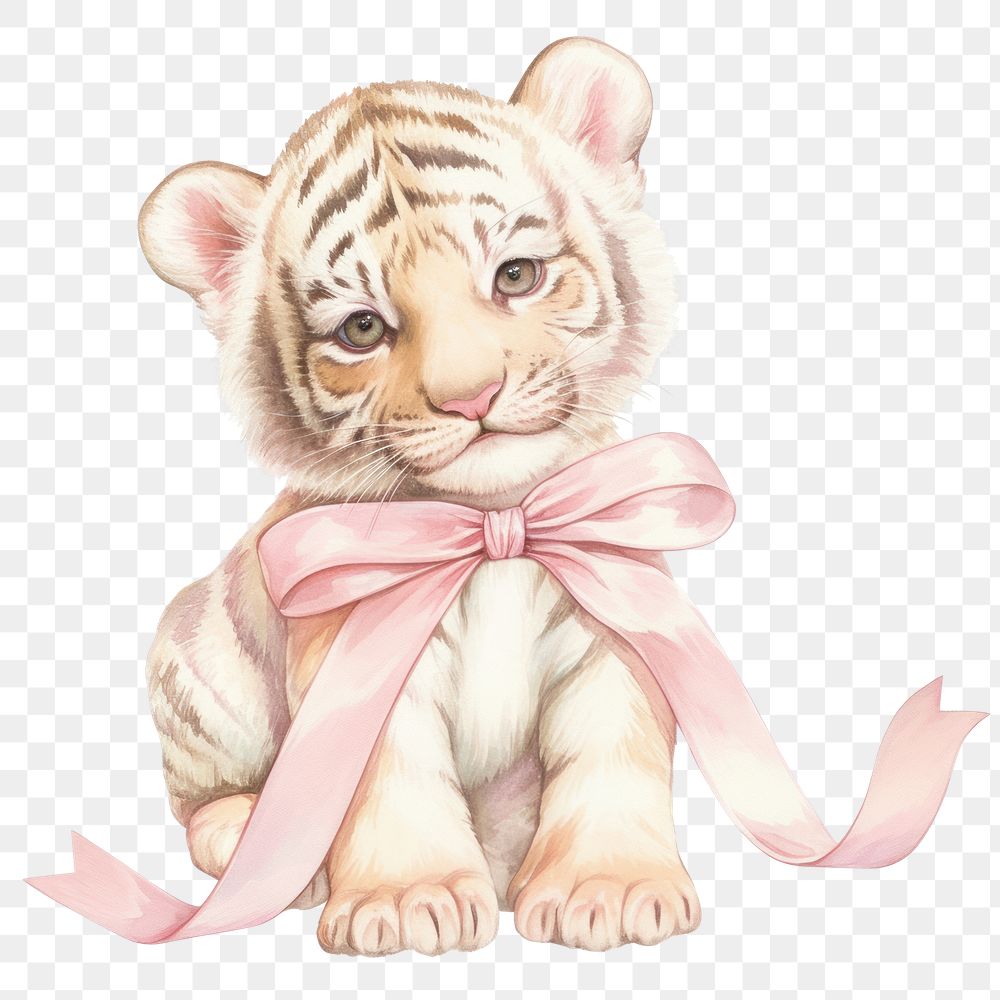 PNG tiger tied ribbon art | Free PNG - rawpixel