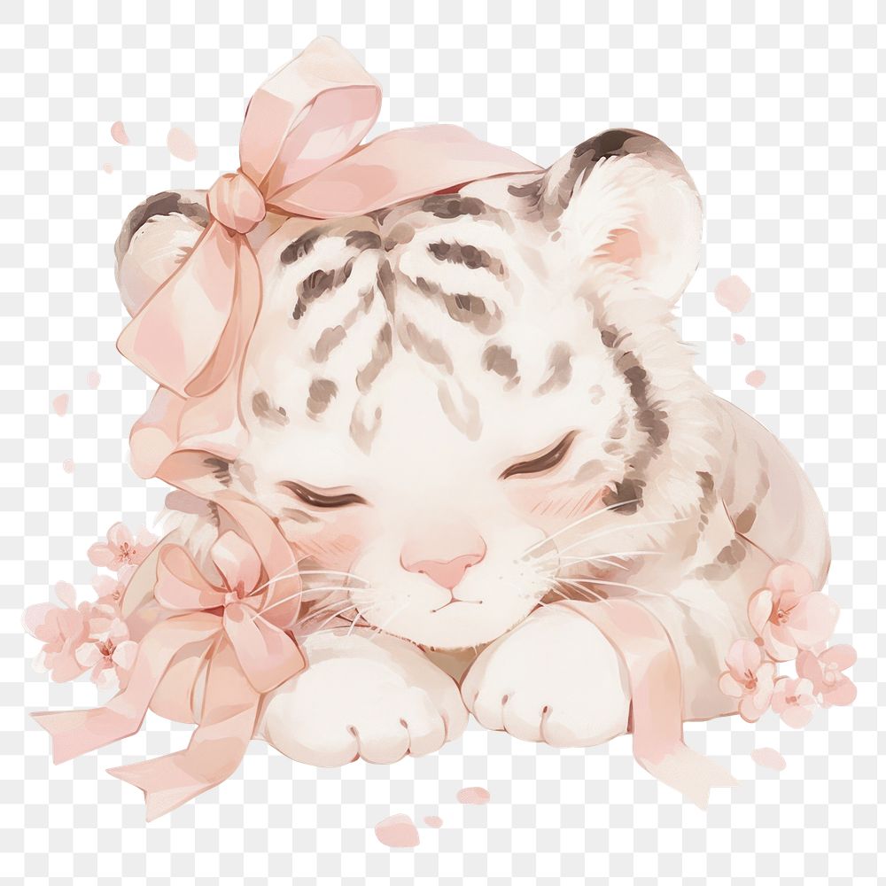 PNG tiger tied ribbon art | Free PNG - rawpixel