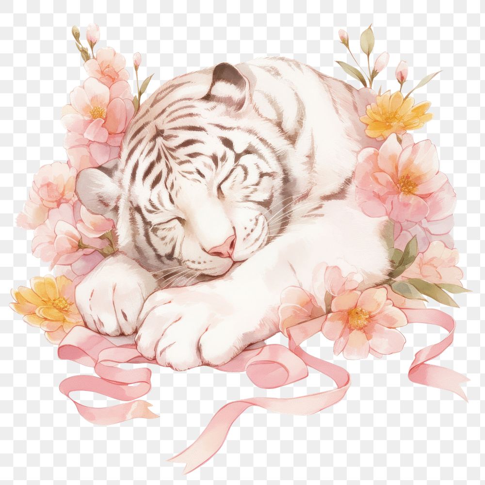 PNG tiger tied ribbon art | Free PNG - rawpixel