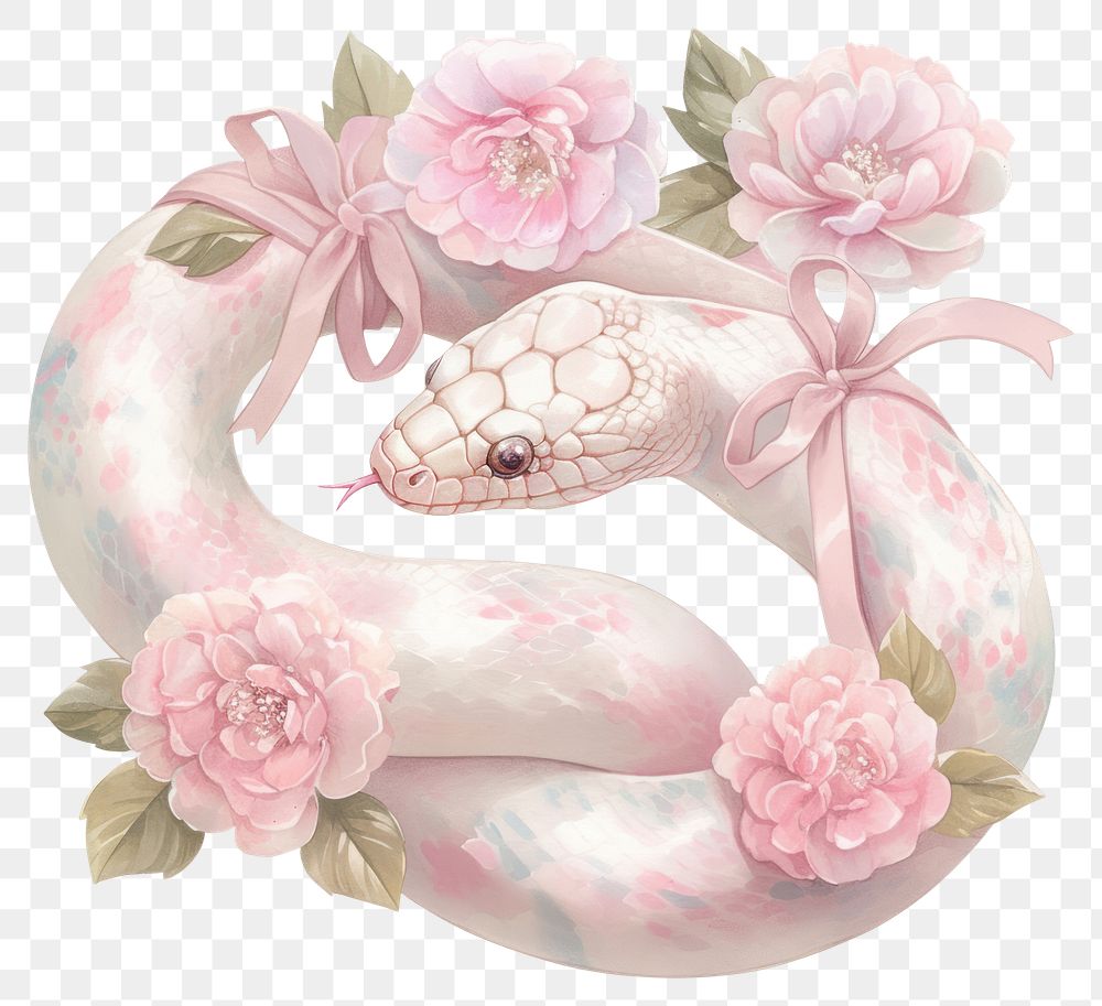PNG Coquette snake illustration flowers | Free PNG - rawpixel