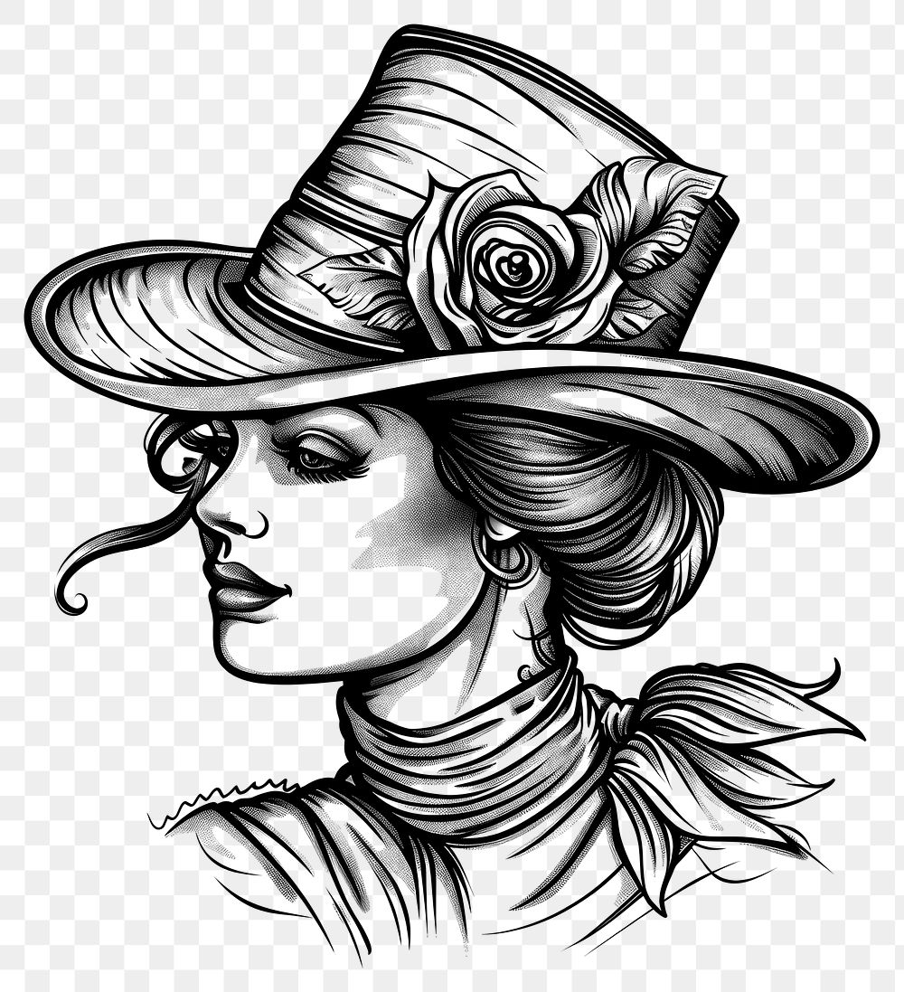 PNG Vintage lady hat drawing | Free PNG - rawpixel