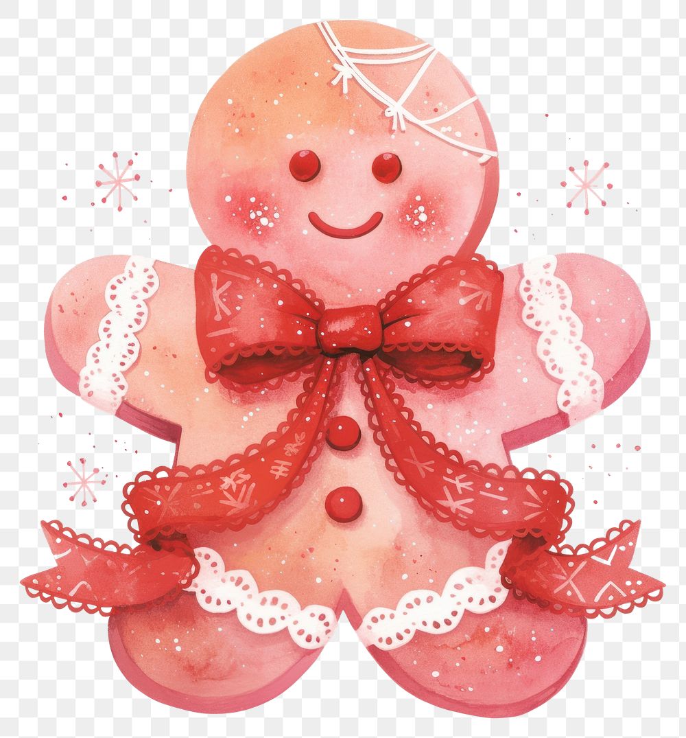 PNG Pink gingerbread man illustration | Free PNG - rawpixel