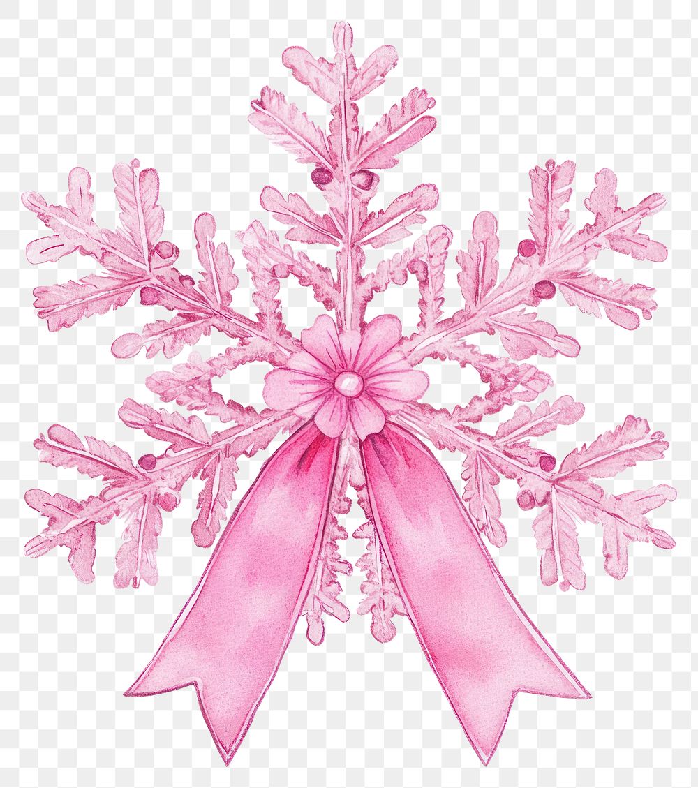 PNG pink snowflake festive ribbon | Free PNG - rawpixel