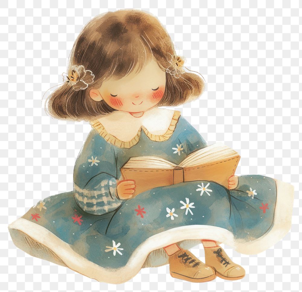 PNG cute girl Reading book | Free PNG - rawpixel