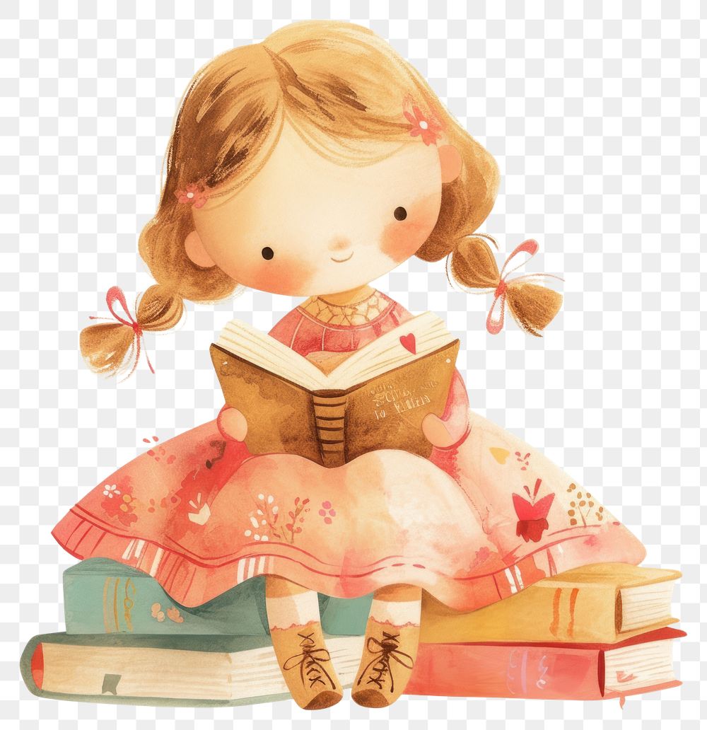 PNG cute girl Reading book | Premium PNG - rawpixel