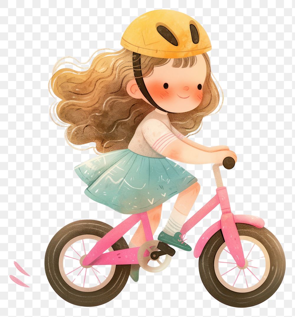 PNG cute girl riding bike | Free PNG - rawpixel