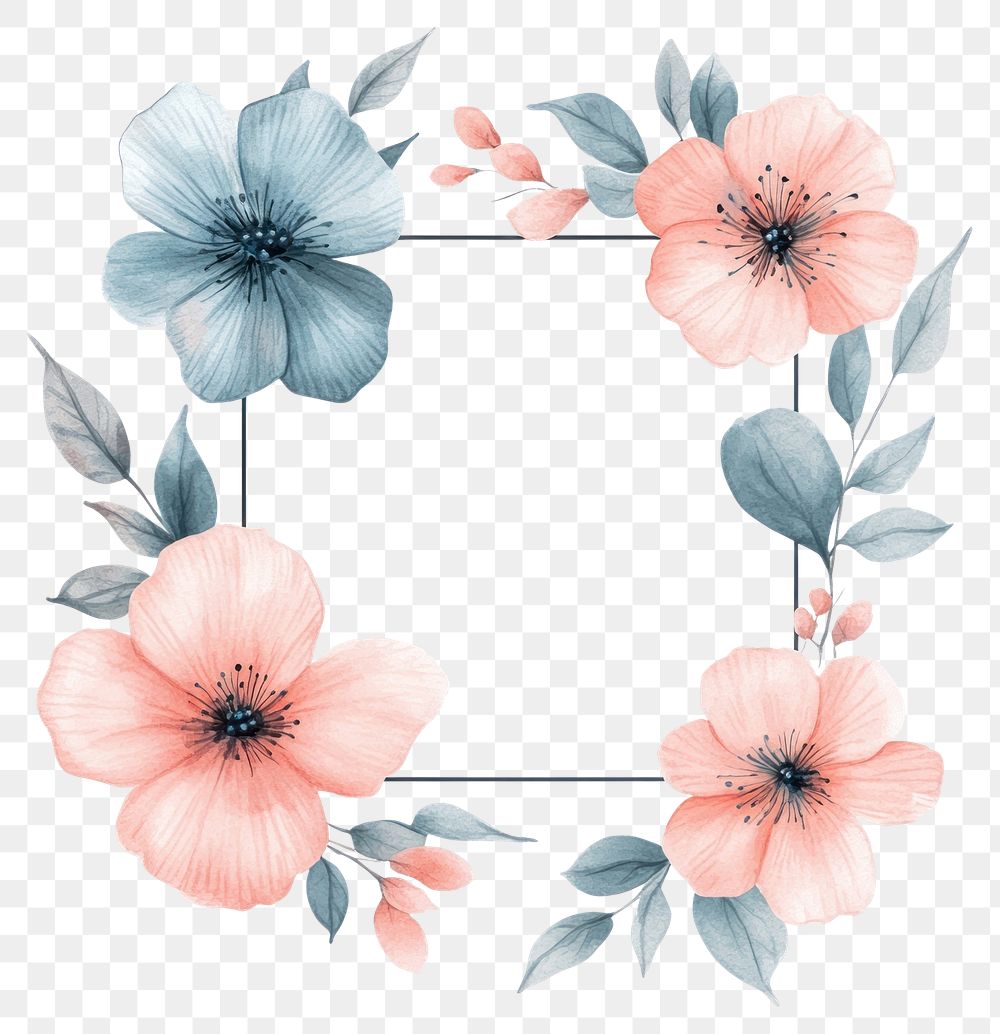 Pink Flower Square Frame PNG Images | Free Photos, PNG Stickers ...