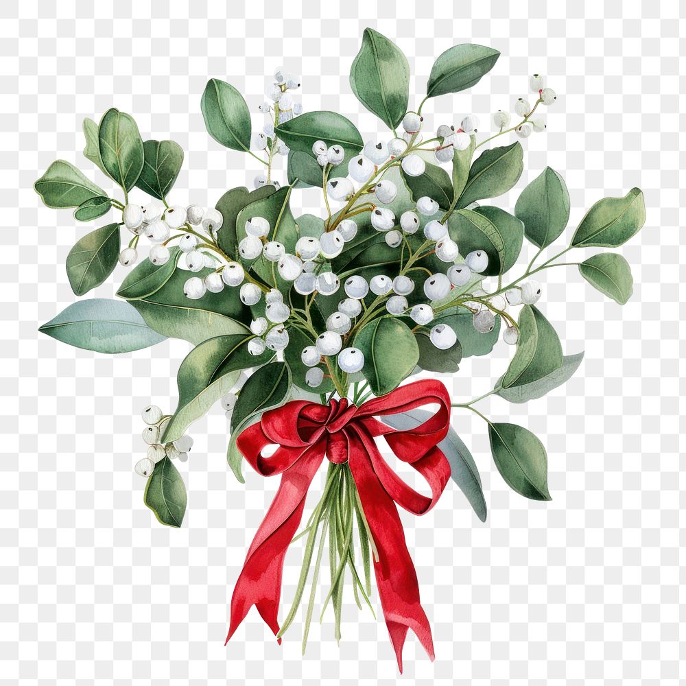 PNG Mistletoe bouquet art illustration | Free PNG - rawpixel