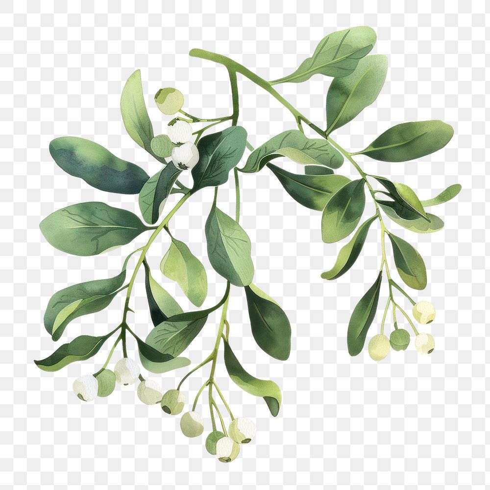 PNG White mistletoe illustration watercolor | Premium PNG - rawpixel