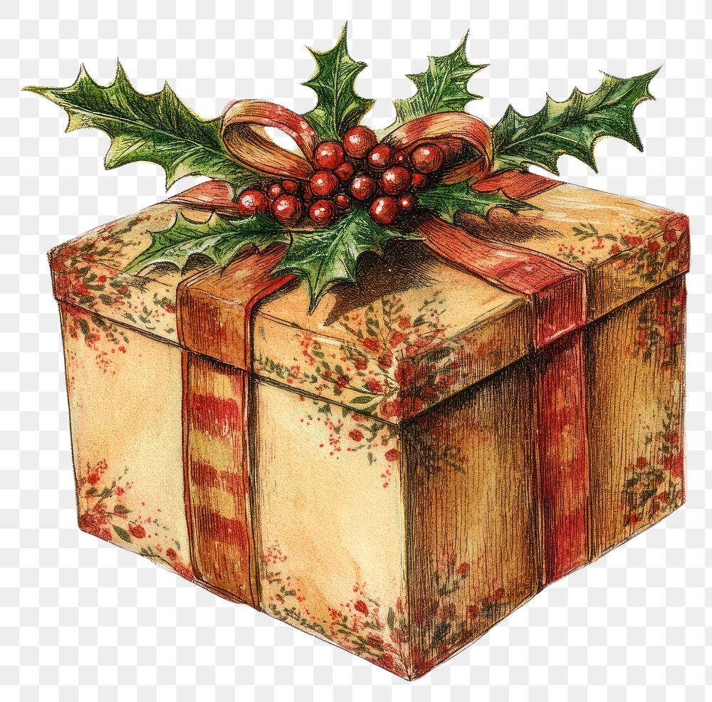 PNG Christmas gift illustration vintage | Premium PNG - rawpixel