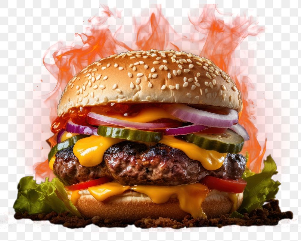 PNG Burger food fire black | Free PNG - rawpixel