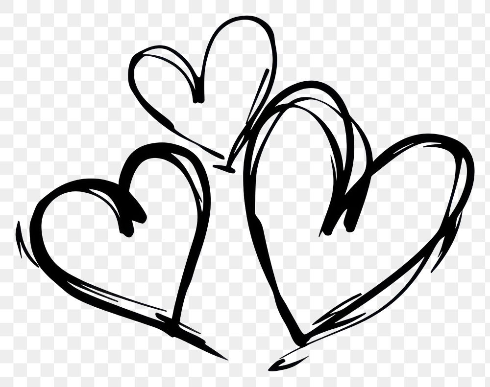 PNG Hand drawn 3 hearts | Free PNG - rawpixel