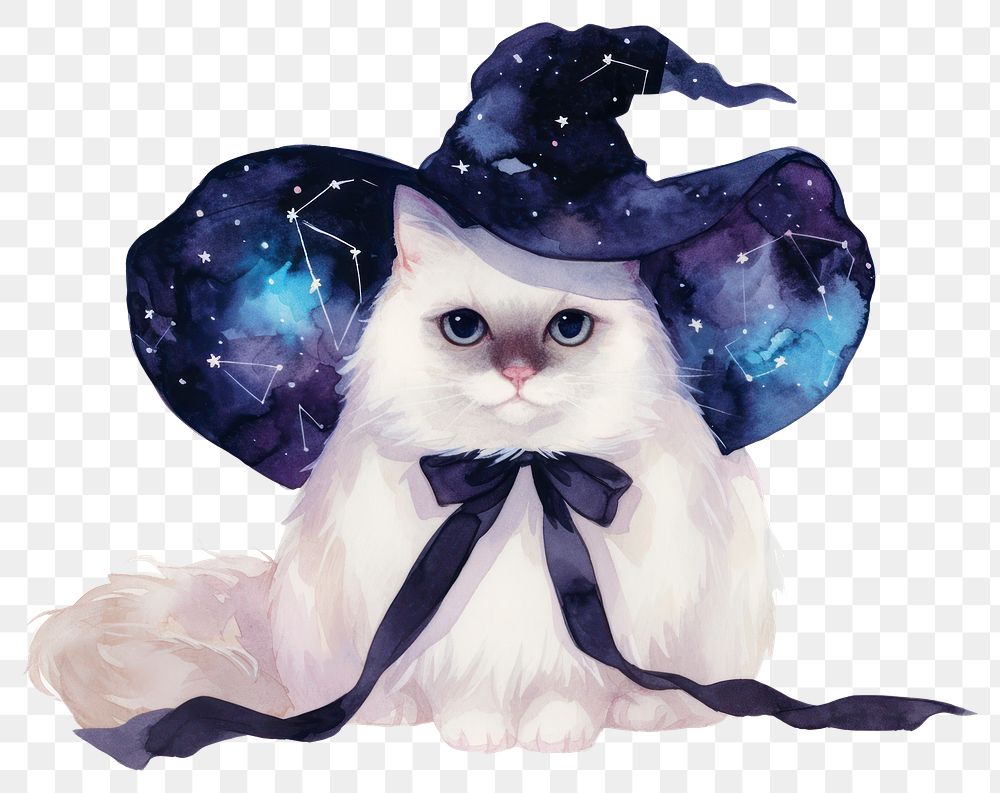 PNG White magic cat sit | Free PNG - rawpixel