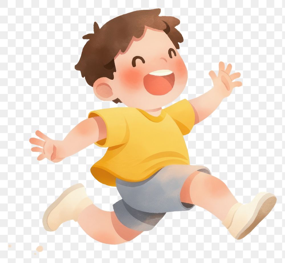 PNG cute boy Running illustration | Free PNG - rawpixel