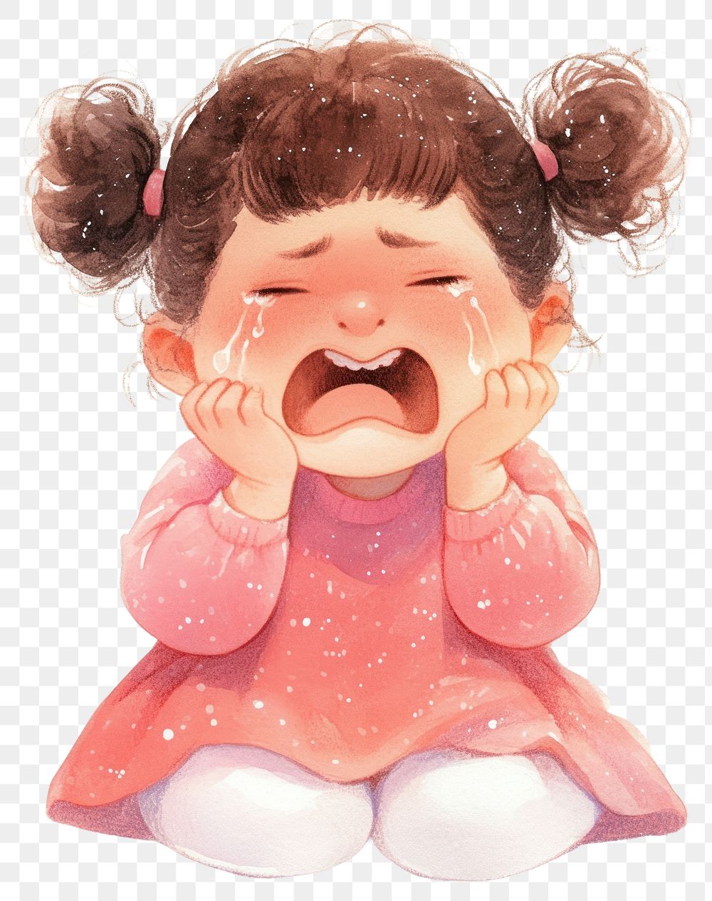 PNG cute girl crying illustration | Free PNG - rawpixel