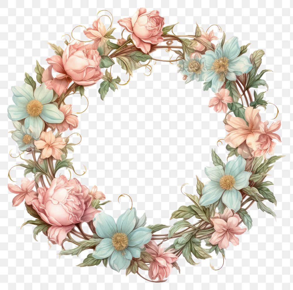PNG Vintage flowers circle frame | Premium PNG - rawpixel