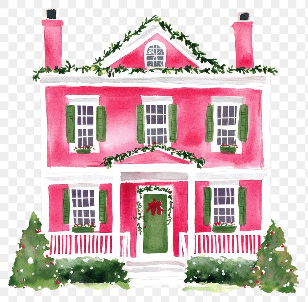 PNG Christmas house christmas watercolor | Free PNG - rawpixel