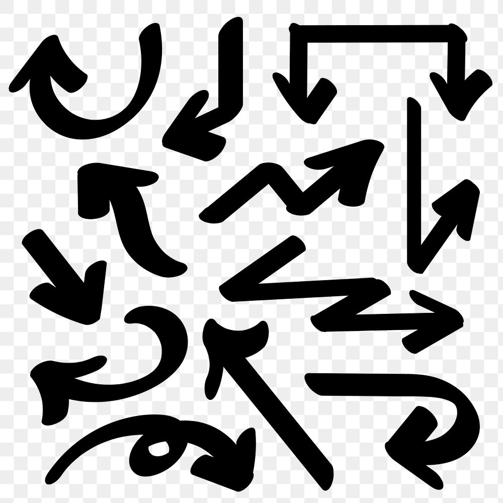 PNG Hand-drawn black arrow collection, | Free PNG - rawpixel