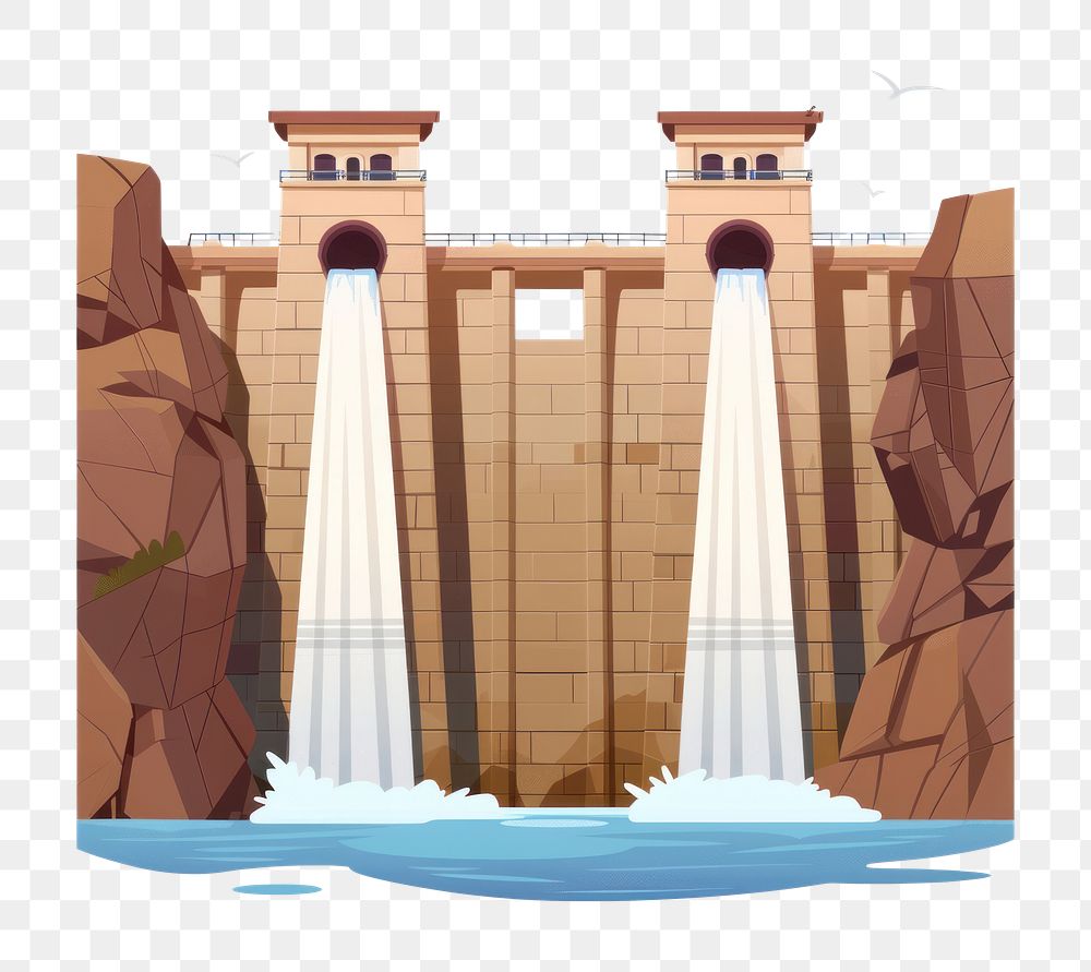 PNG Cartoon dam architecture building | Free PNG - rawpixel
