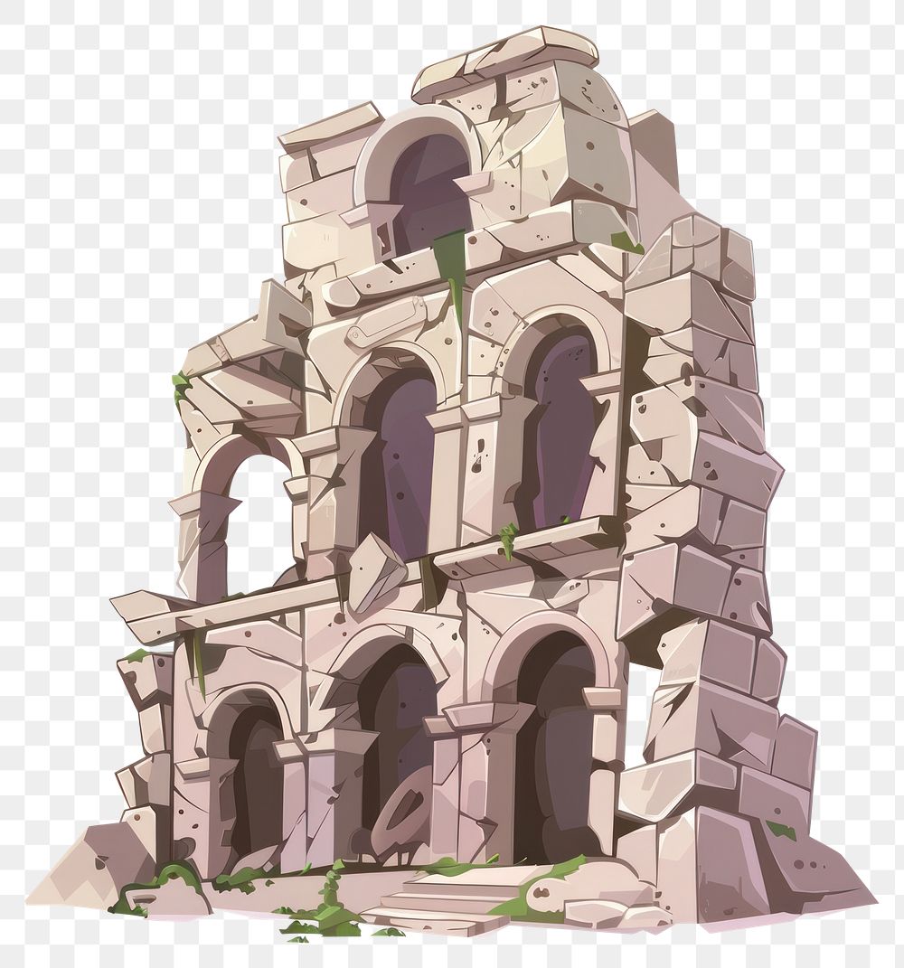 PNG Cartoon ruins architecture building | Free PNG - rawpixel
