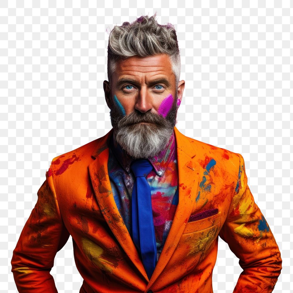 PNG Colourful man portrait beard | Free PNG - rawpixel