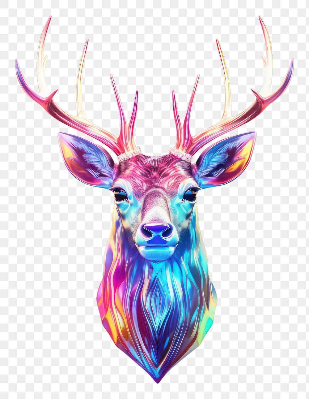 PNG Deer portrait iridescent wildlife | Premium PNG - rawpixel