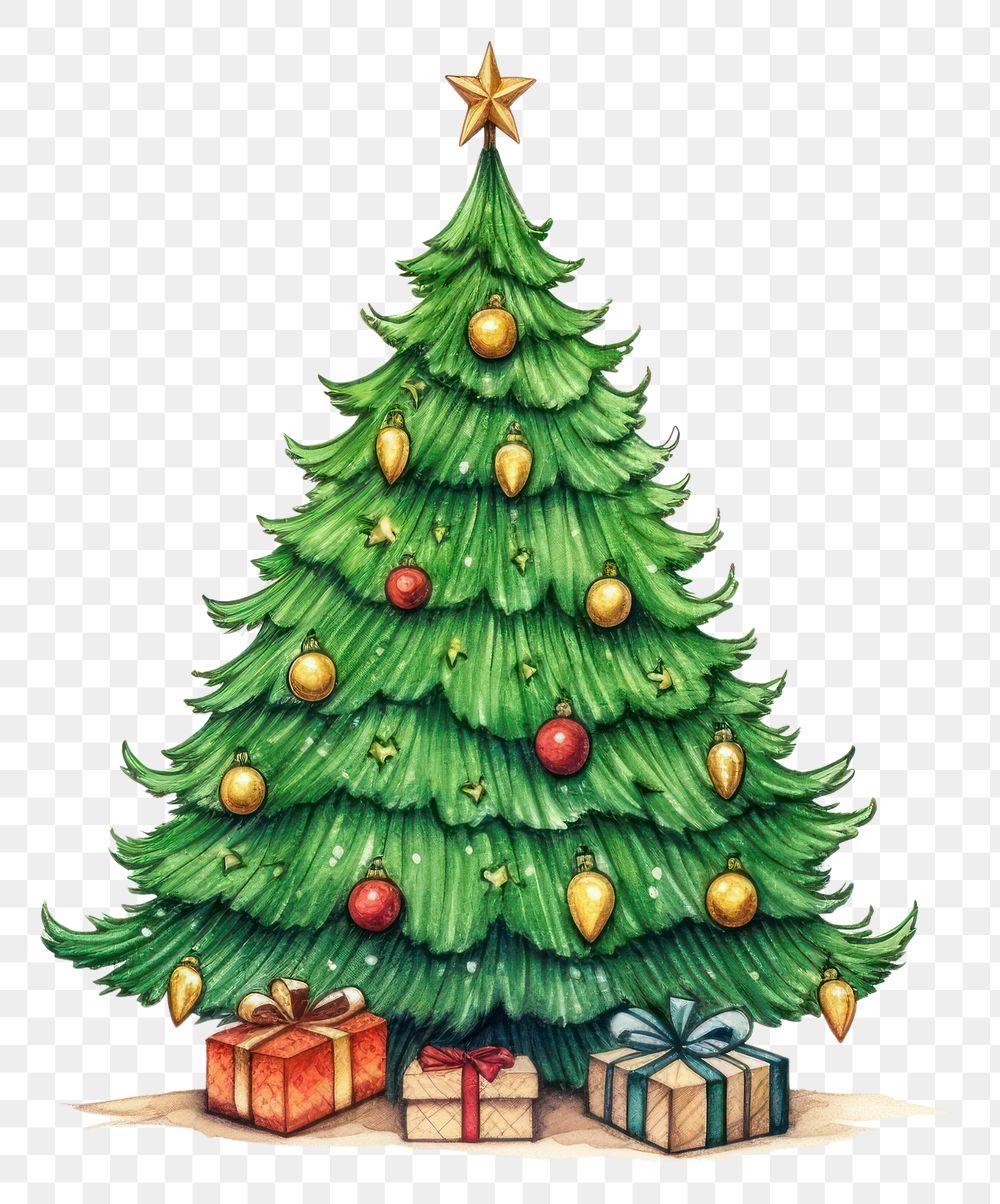 PNG Christmas tree draw color | Free PNG - rawpixel