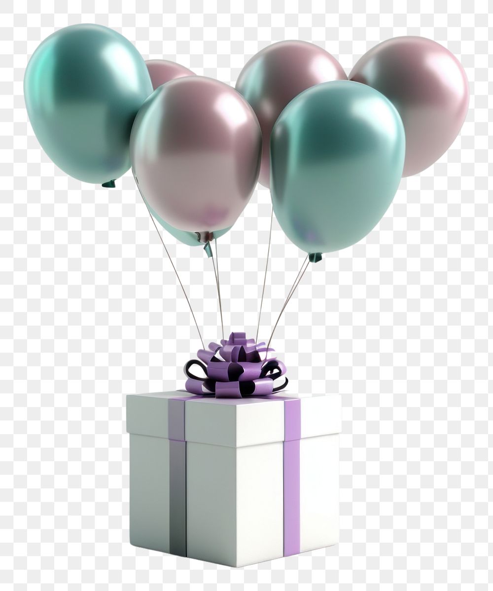 PNG Present box and balloons | Premium PNG - rawpixel