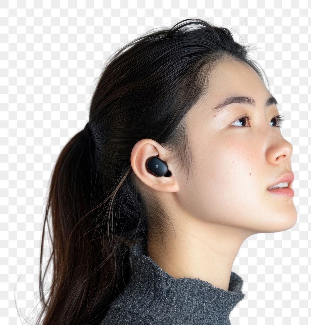 PNG Asian woman wireless earbuds | Free PNG - rawpixel