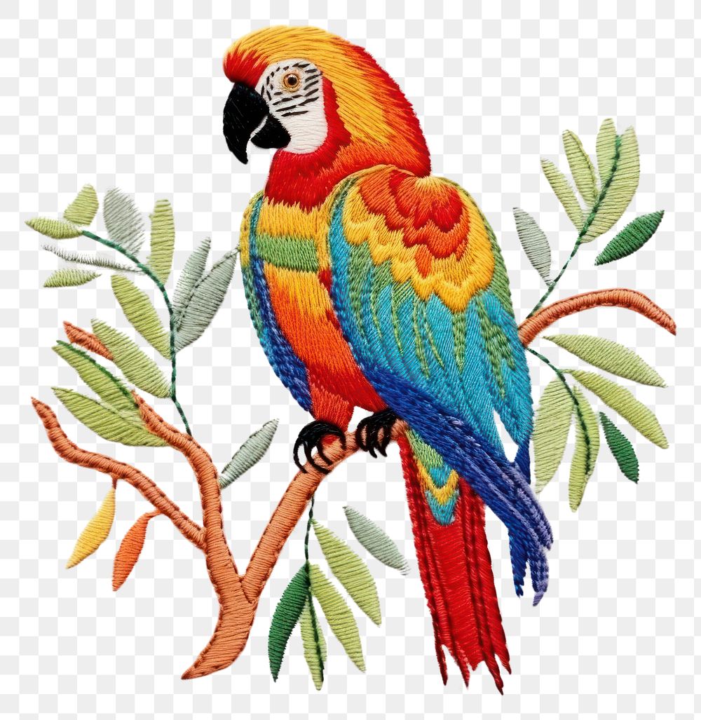 PNG Parrot embroidery style pattern | Free PNG - rawpixel
