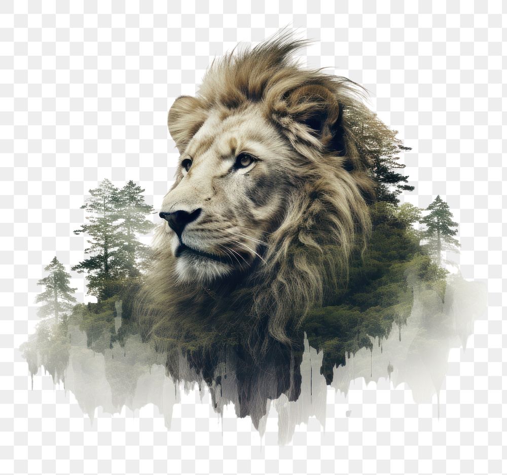PNG Double exposure photography lion | Premium PNG - rawpixel