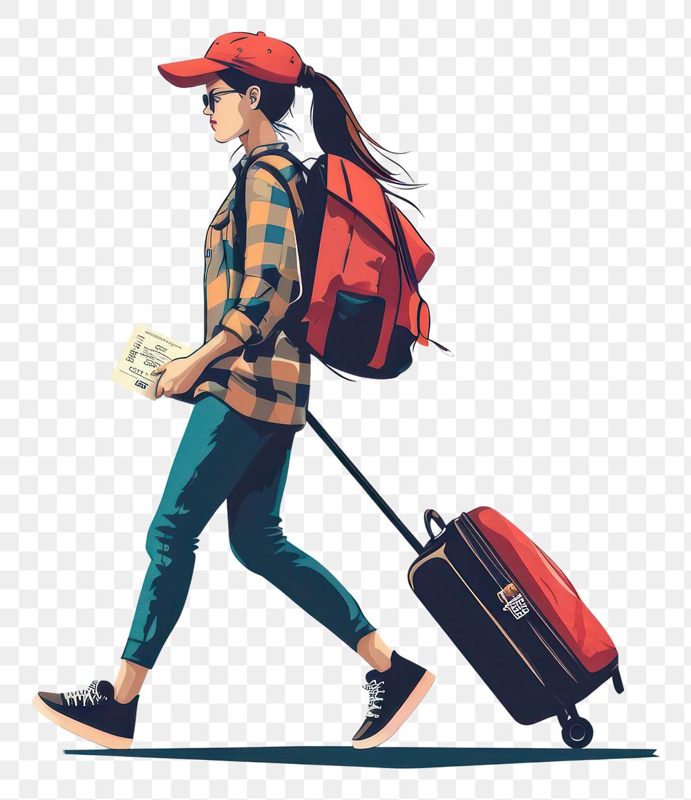 PNG Walking backpack suitcase luggage. | Free PNG - rawpixel