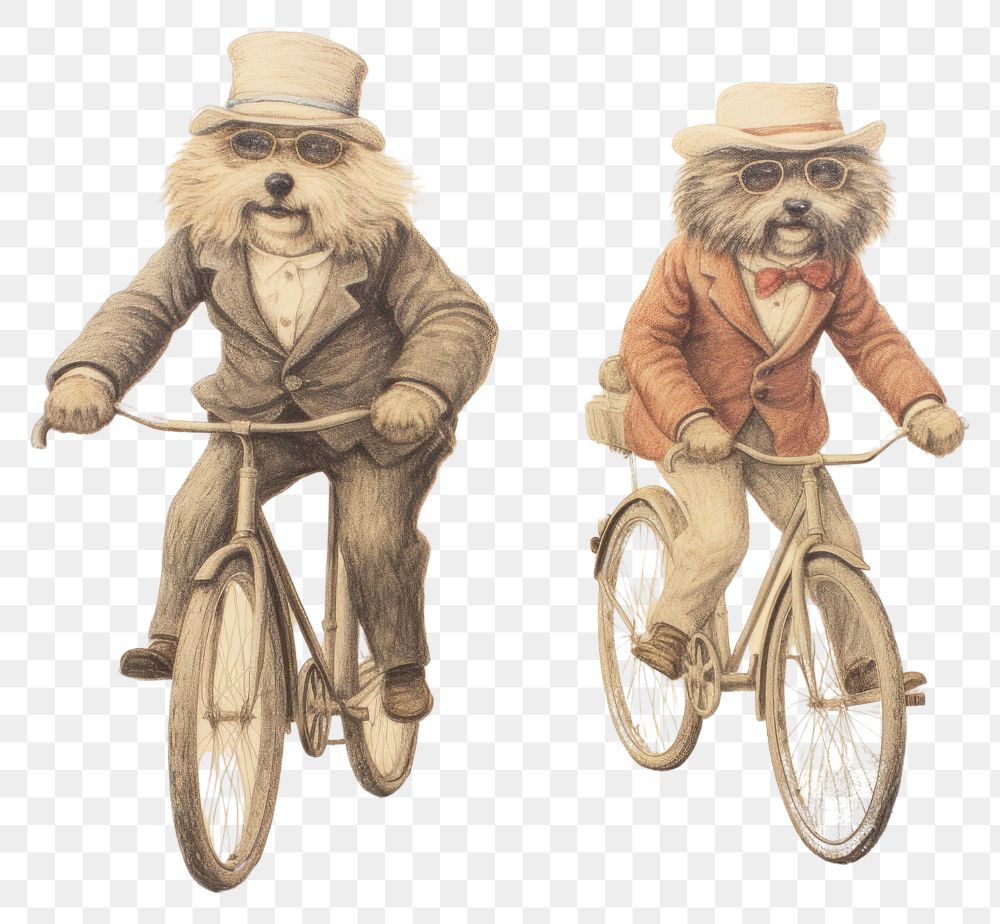 PNG Dog characters riding bicycle | Premium PNG - rawpixel