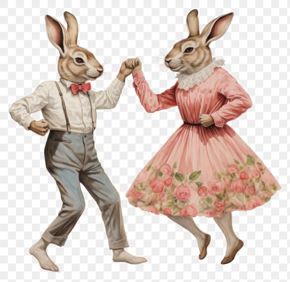 PNG Rabbit couple characters dancing | Premium PNG - rawpixel