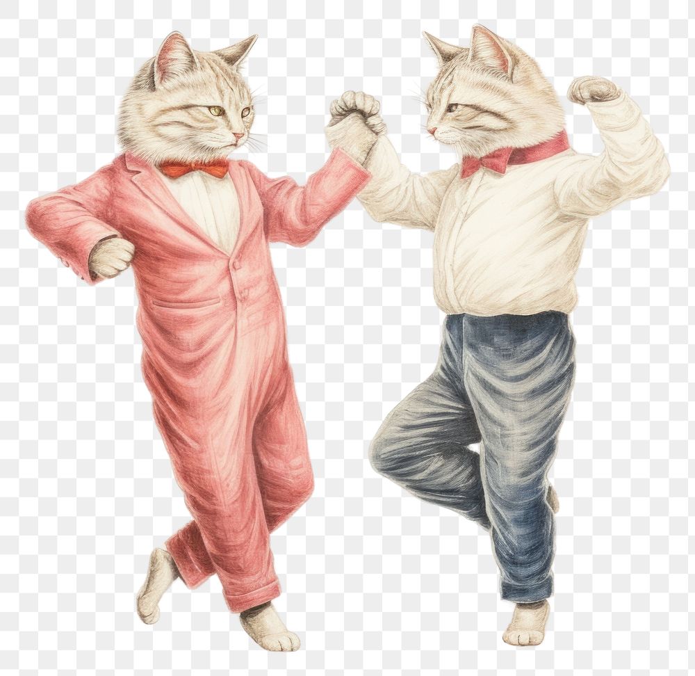 PNG Cat characters dancing drawing | Free PNG - rawpixel