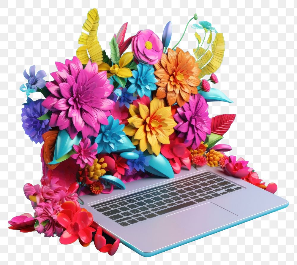 PNG Computer laptop flower plant. | Free PNG - rawpixel