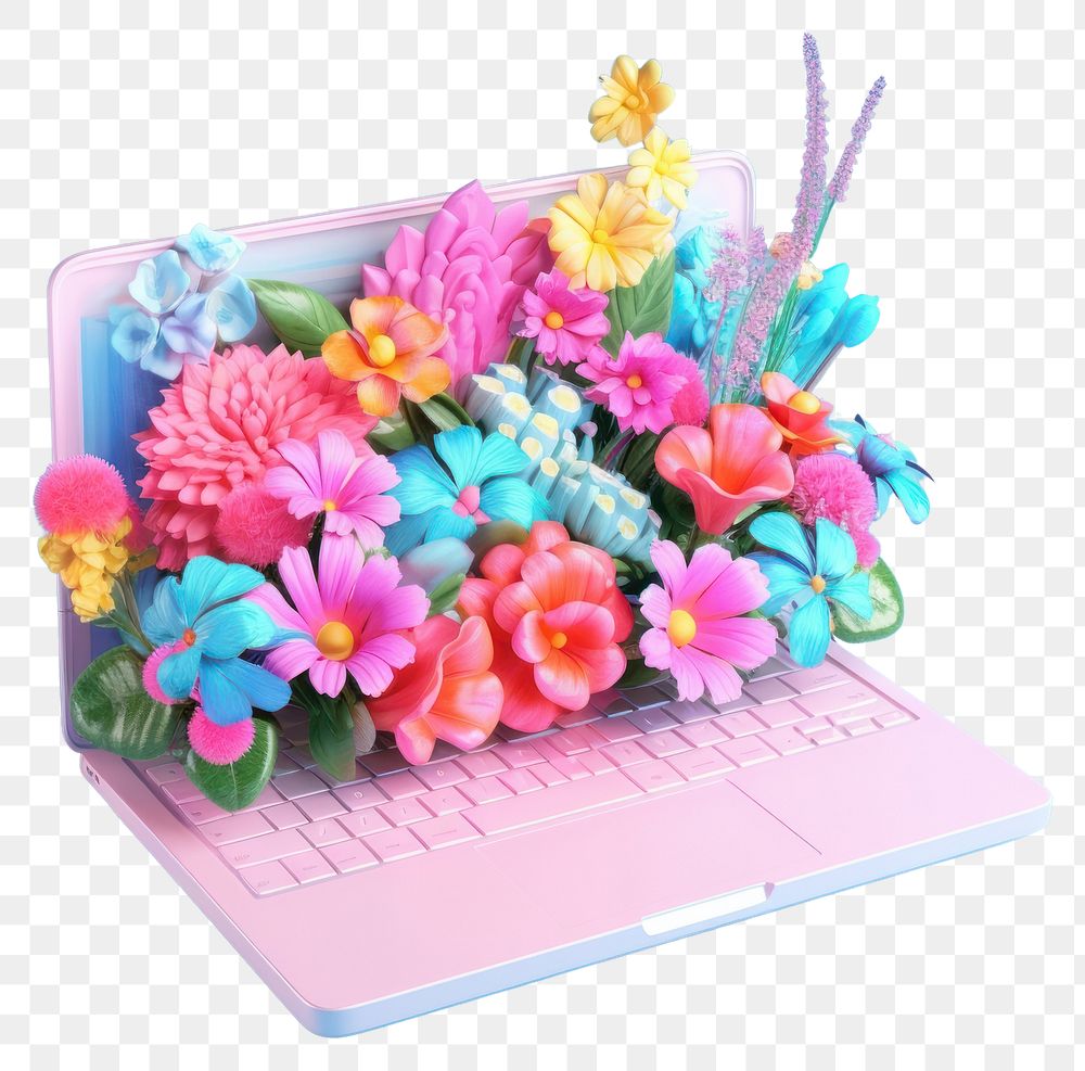 PNG Computer laptop flower plant. | Free PNG - rawpixel