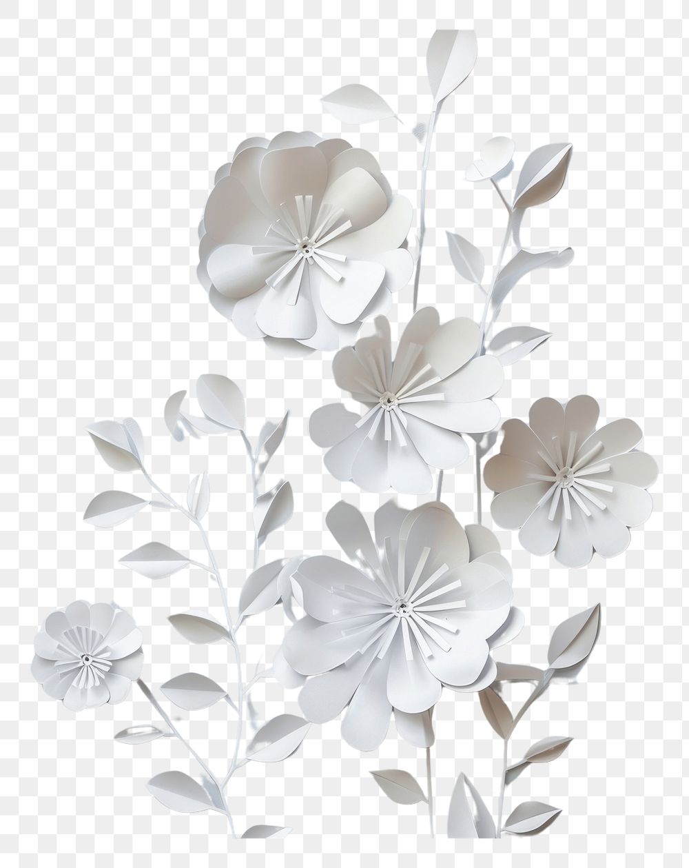 PNG White paper flowers art | Premium PNG - rawpixel