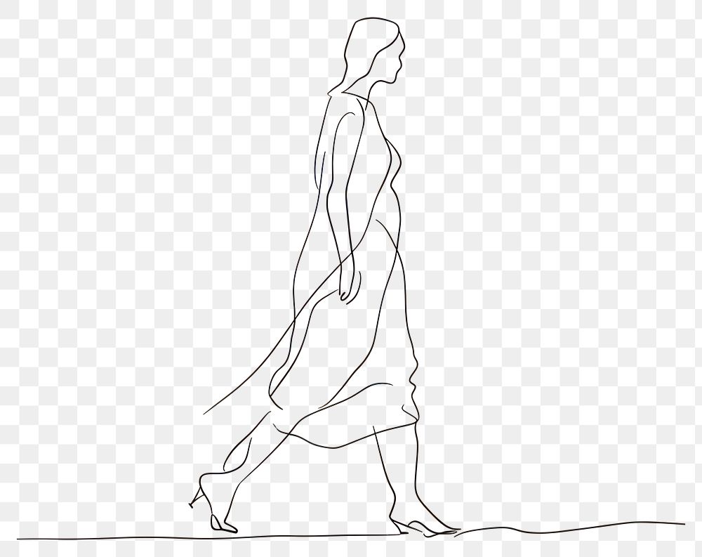 PNG Line art woman walking | Free PNG - rawpixel