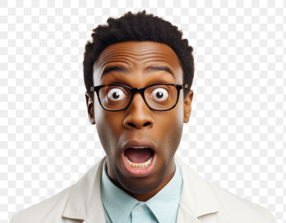 PNG Afican scientist surprised face | Free PNG - rawpixel