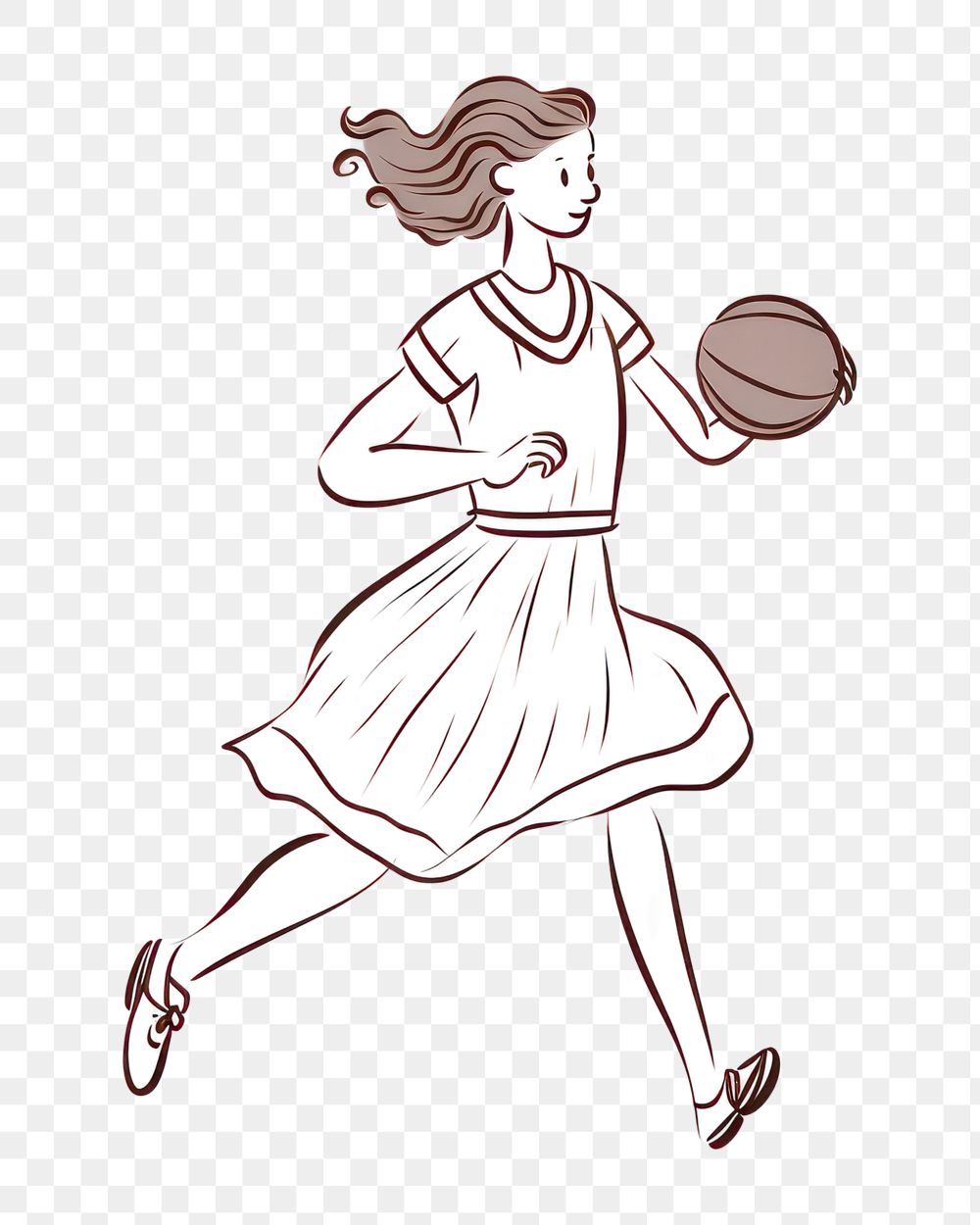 PNG Hand-drawn illustration woman basketball | Free PNG - rawpixel
